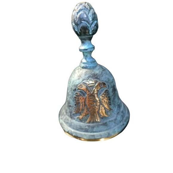 Unbranded | Other | Antique Solid Brass Bell Blue Painted Eagle ...